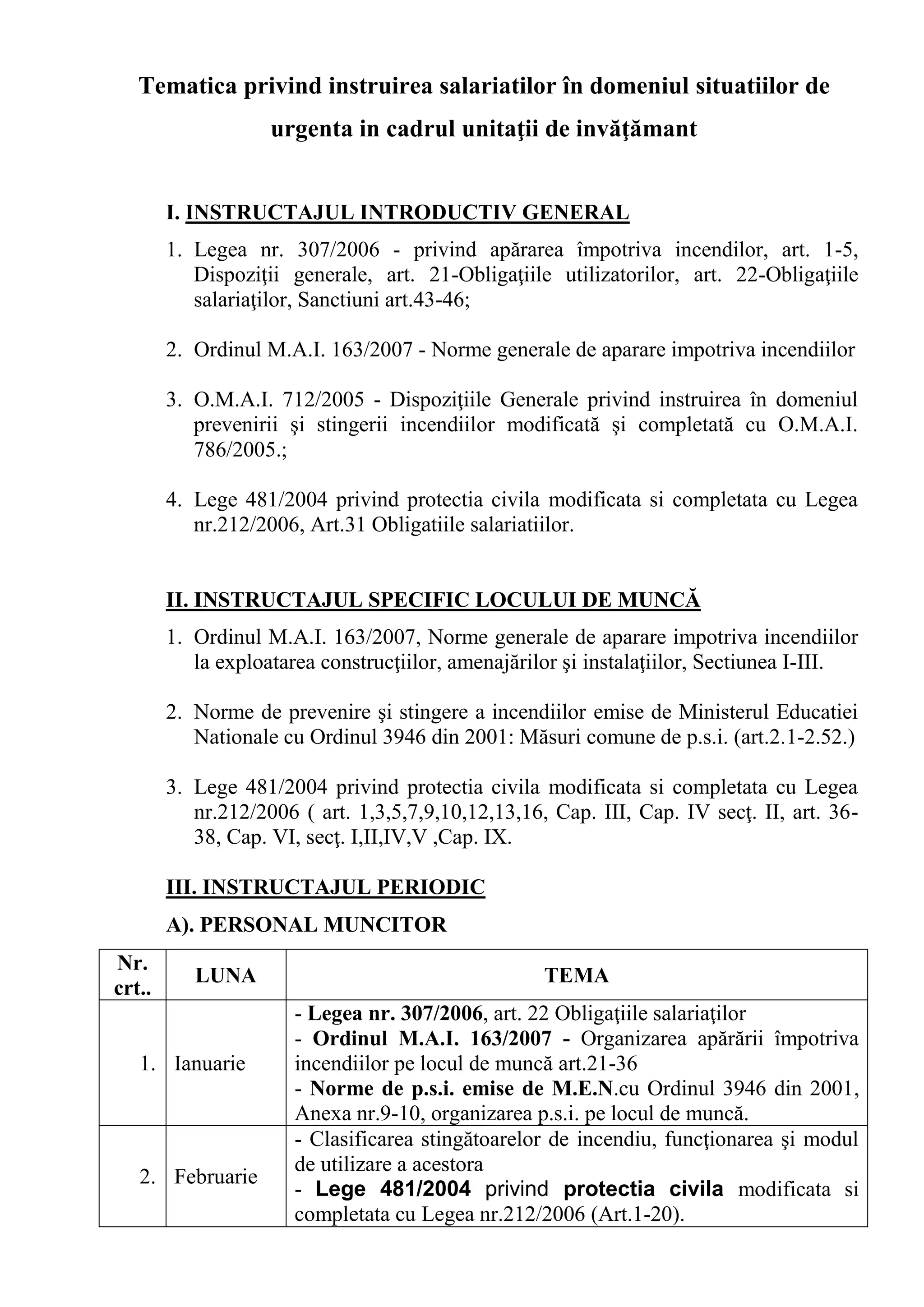 Tematica de instruire invatamant | PDF