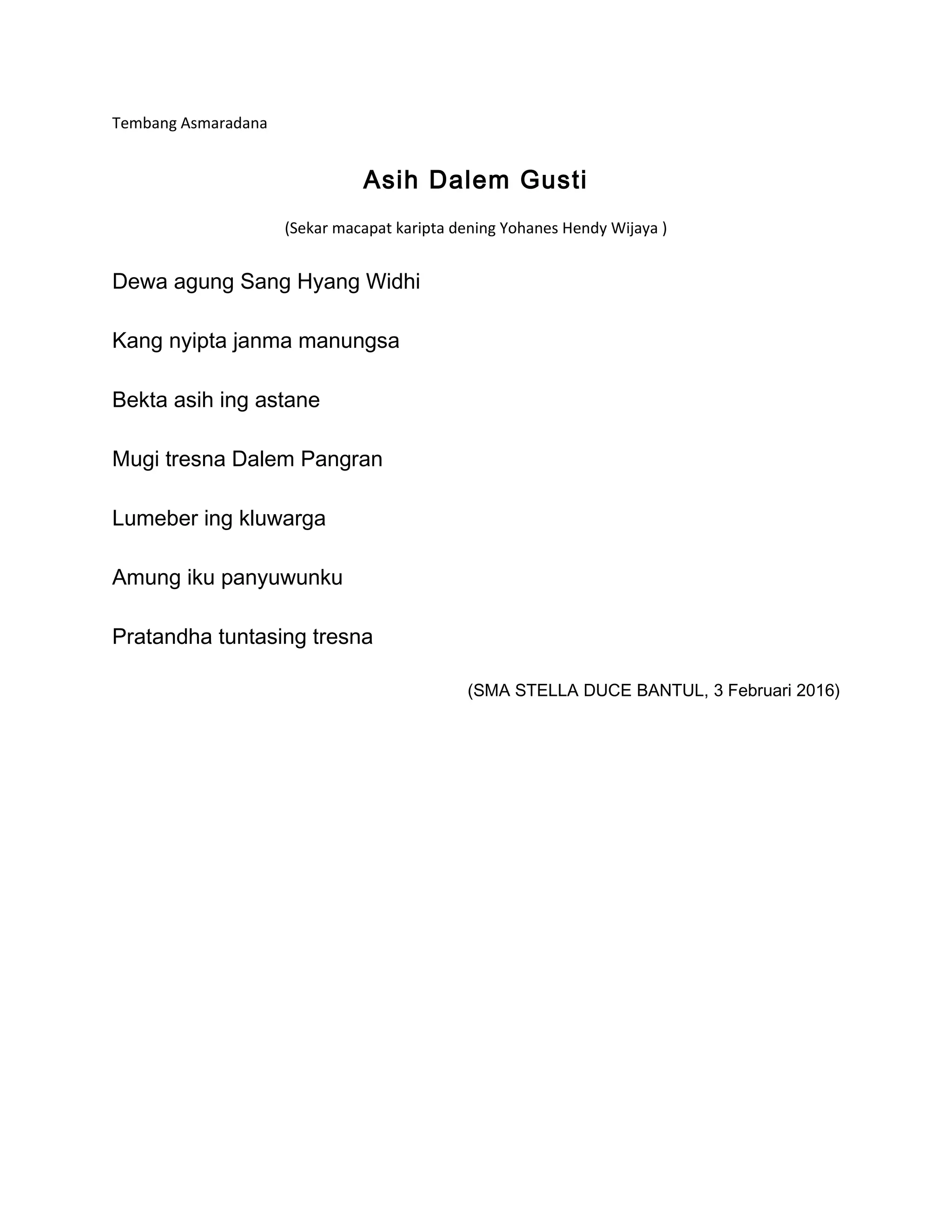 Tembang asmaradana | DOC