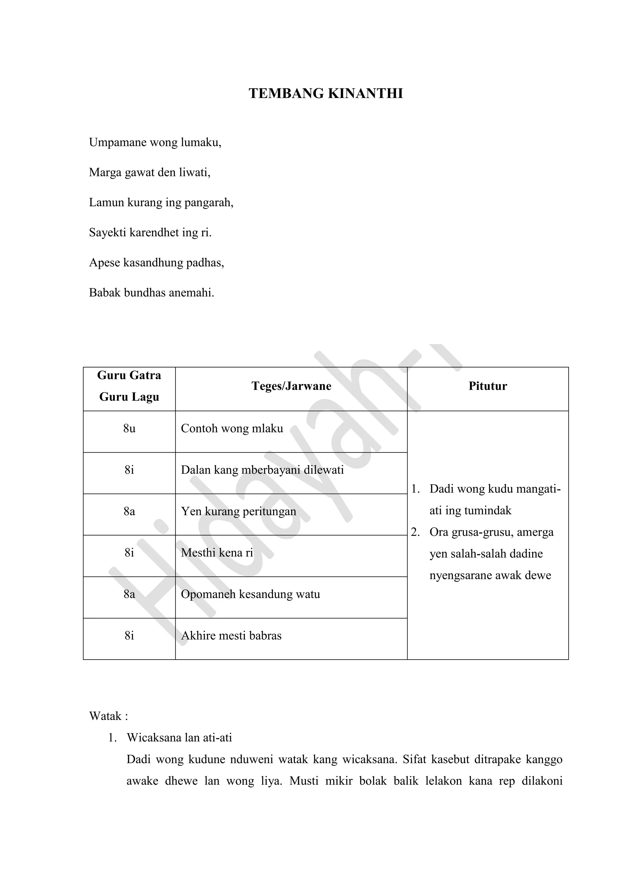Tembang kinanthi | PDF