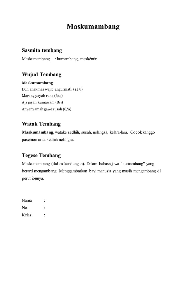 Tembang macapat lengkap | PDF