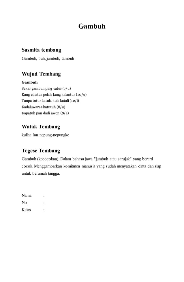 Tembang macapat lengkap | PDF