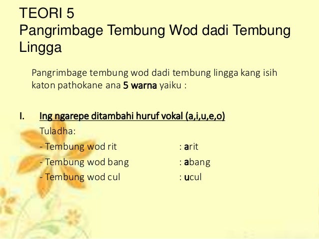 Tembung lingga lan tembung wod