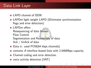 GSM Protocol Stack and Frame Formating | PDF