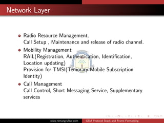 GSM Protocol Stack and Frame Formating | PDF
