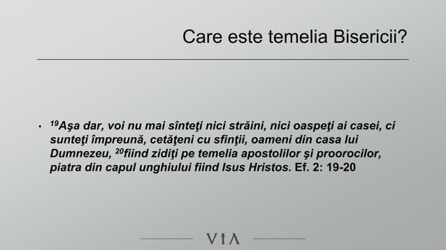 Temelia cladirii - invatatura apostolilor | PPT