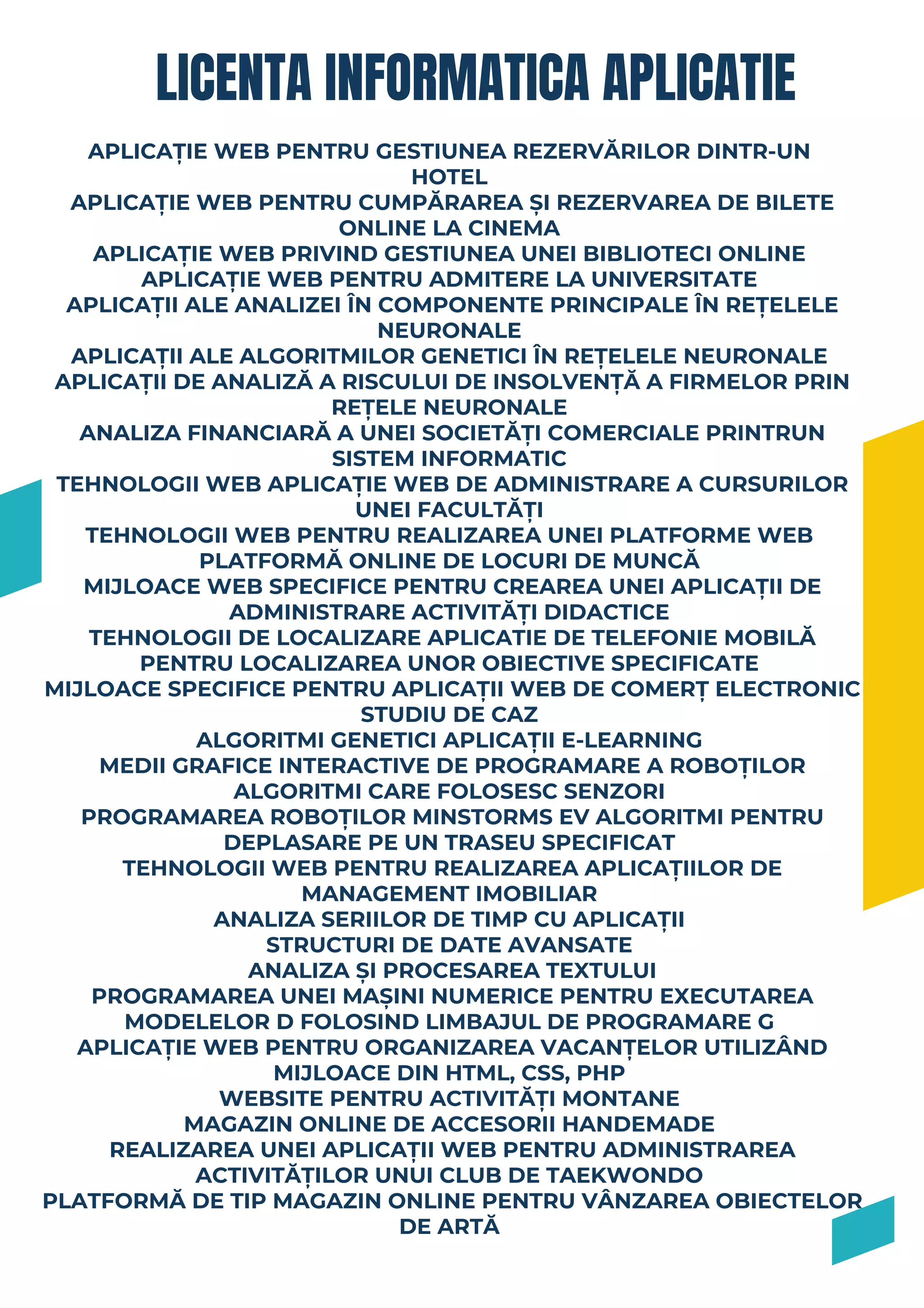 Teme licenta informatica Teme licenta informatica economica Idei aplicatii licenta Licenta ...