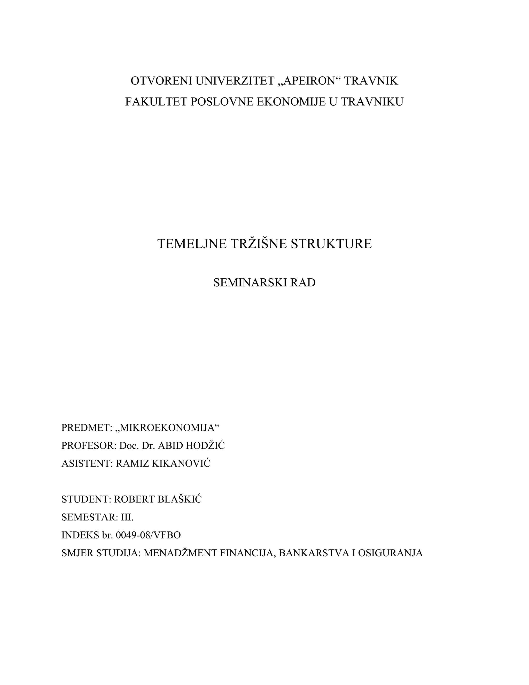 Temeljne trzisne strukture ij | PDF