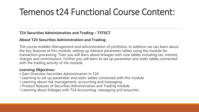 Temenos T24 Training.pptx | Business Banking & Finance | Business