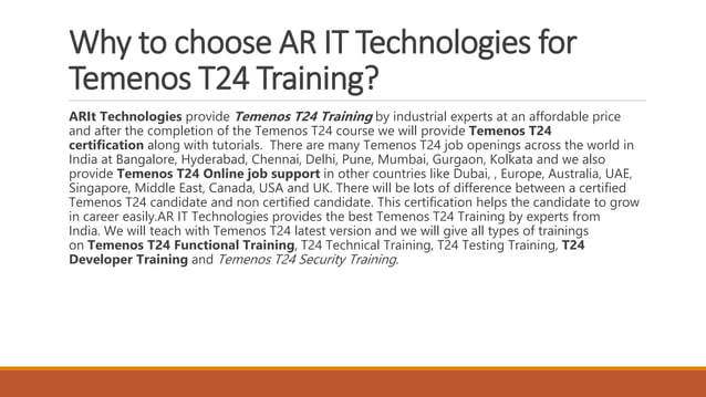 Temenos T24 Training.pptx | Business Banking & Finance | Business