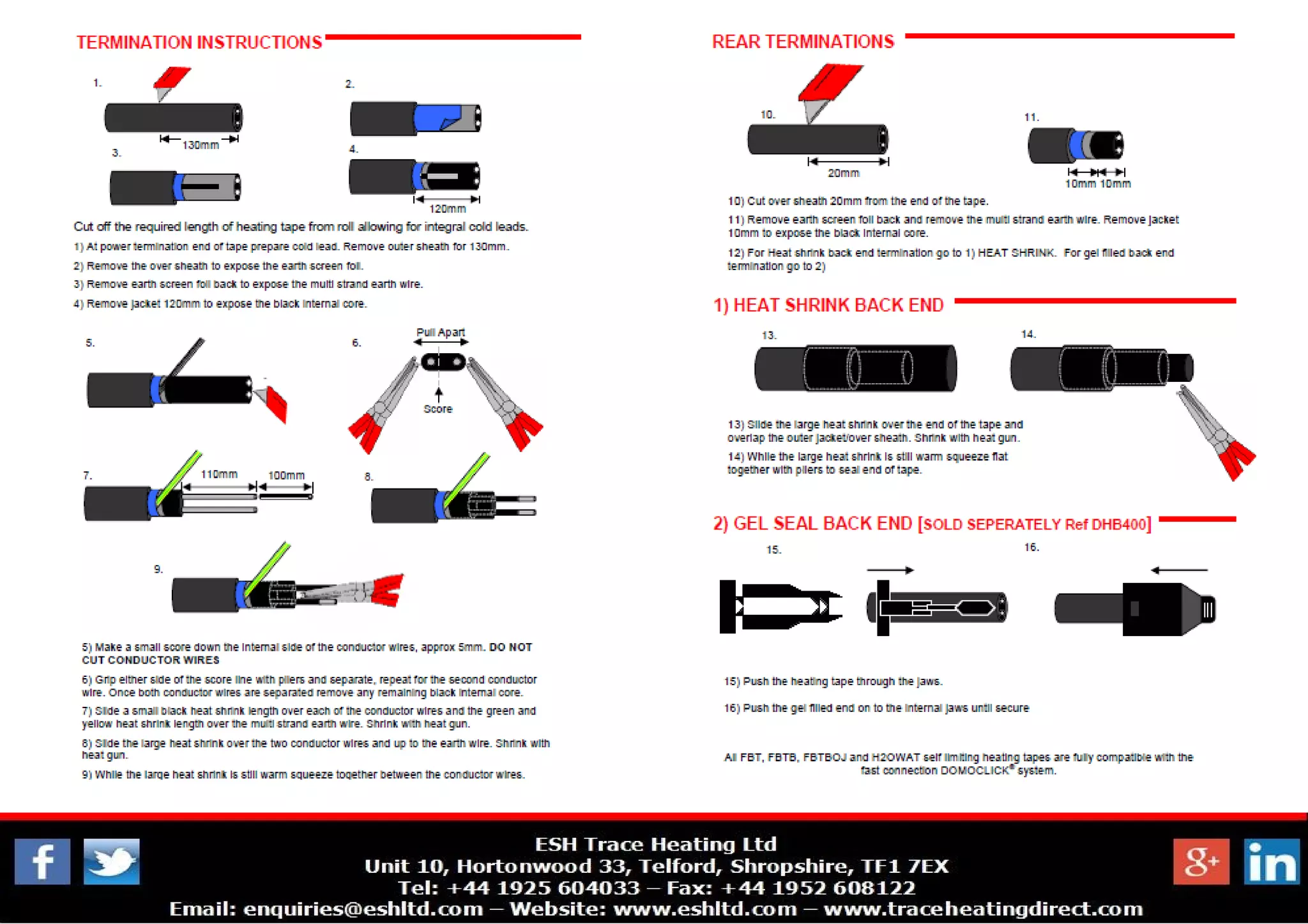 Termination Instructions for Self Regulating Trace Heating Tape | DOC ...