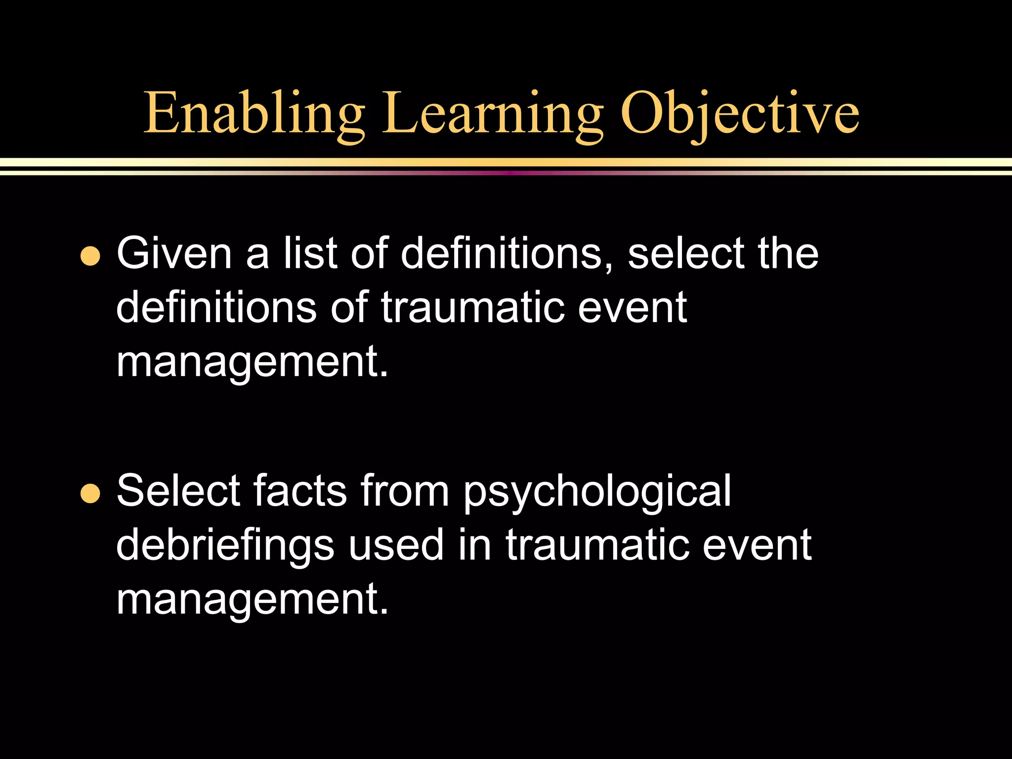 TEM - Traumatic Event Management | PPT