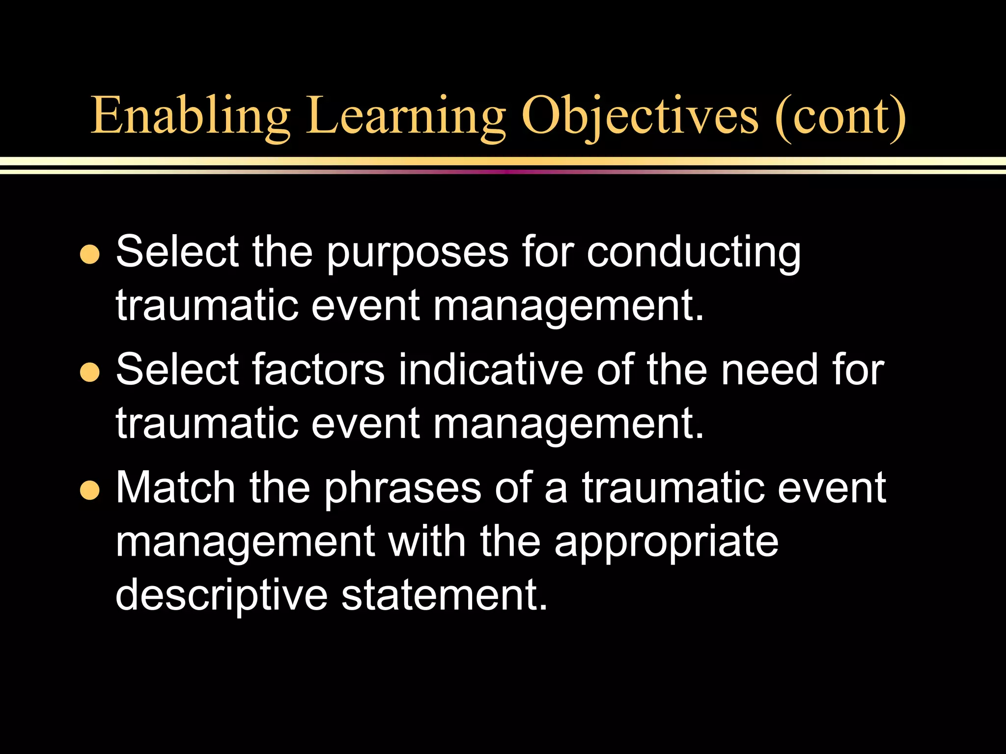 TEM - Traumatic Event Management | PPT