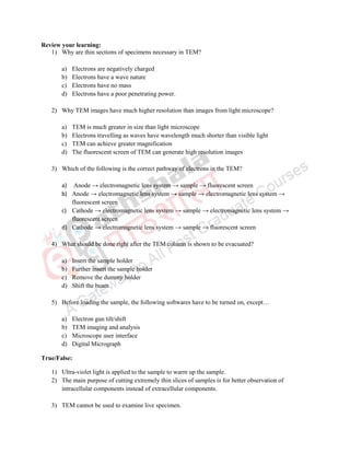 TRANSMISSION ELECTRON MICROSCOPY (TEM) NOTES | PDF