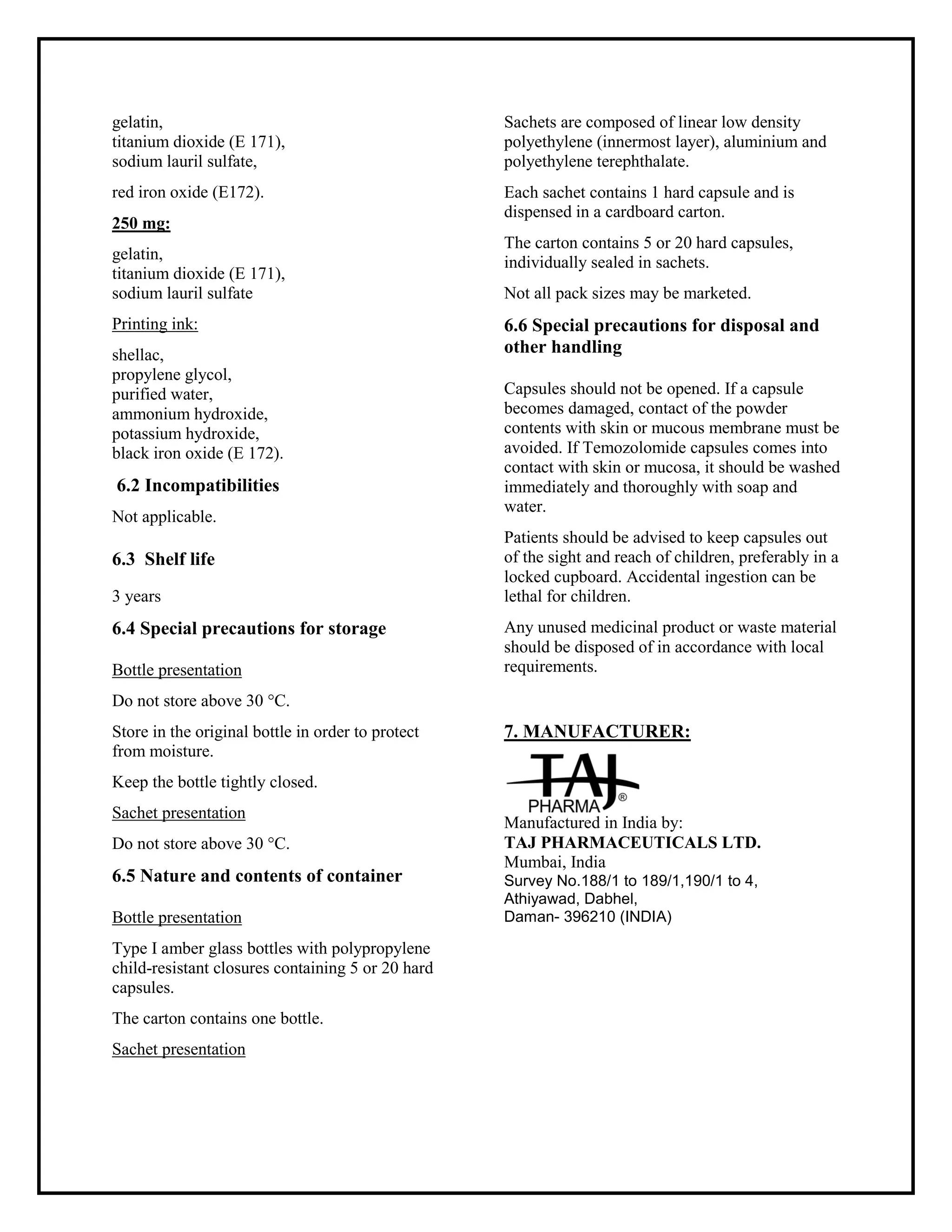 Temozolomide 20 mg, 100 mg, 250 mg hard capsules smpc taj ...