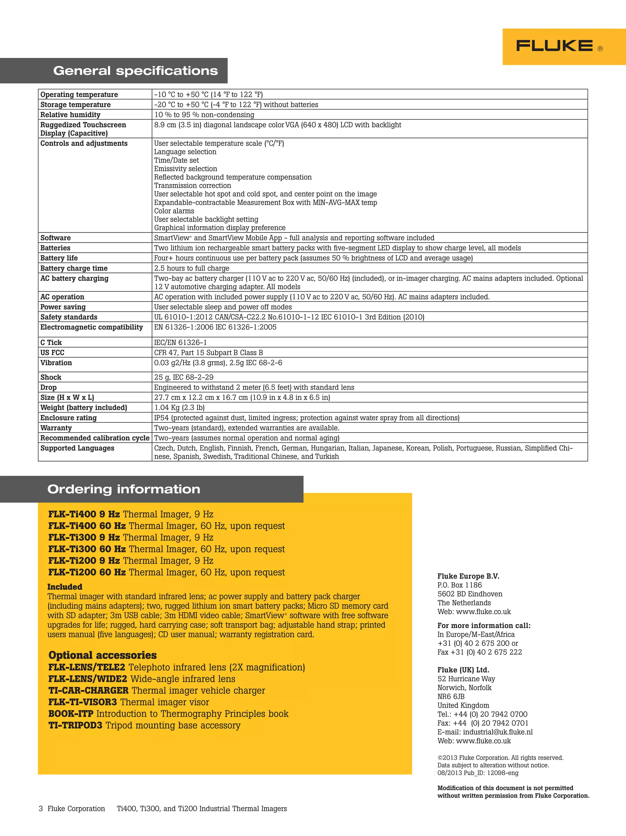 Data Teknis Fluke Ti300 Thermal Imager | PDF