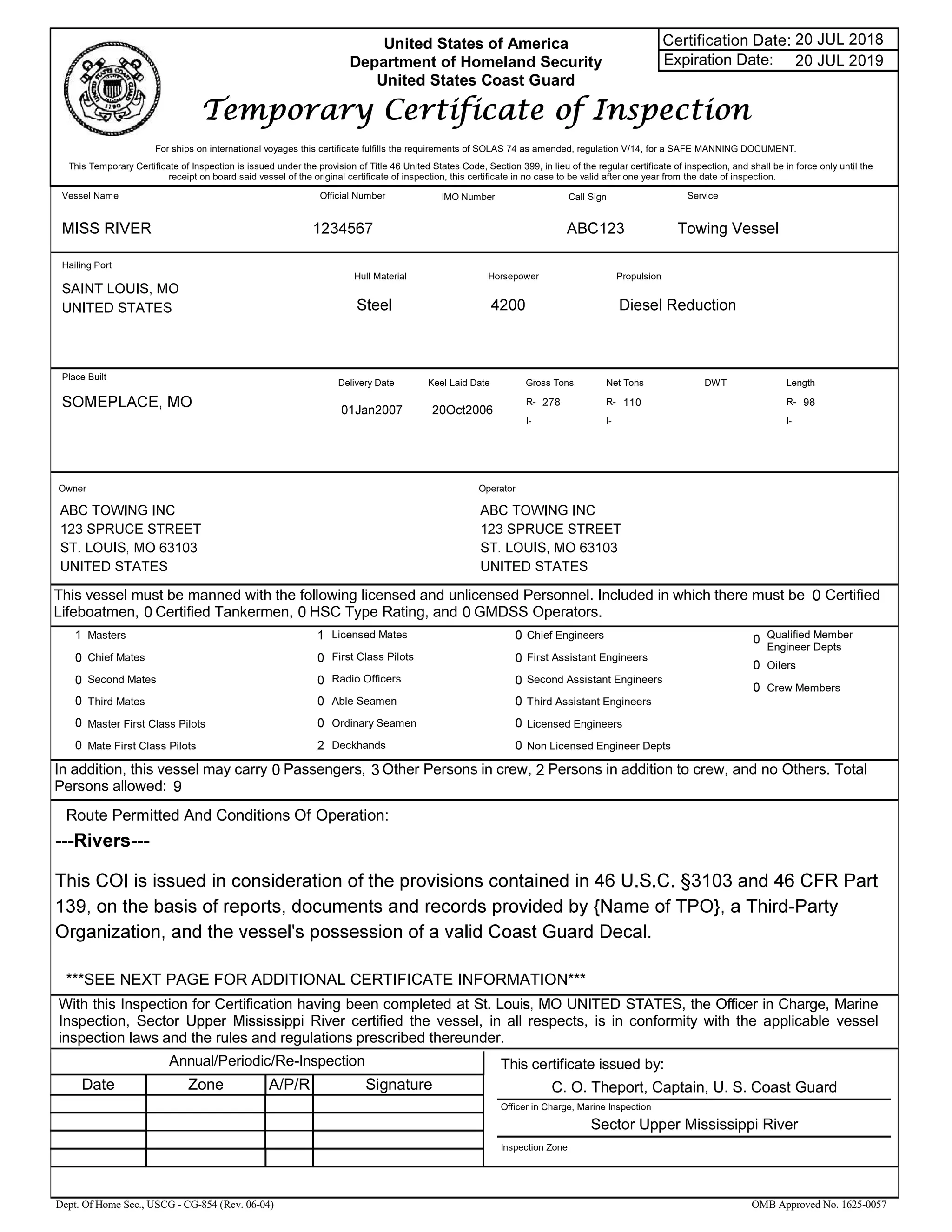 ITV Temporary COI | PDF
