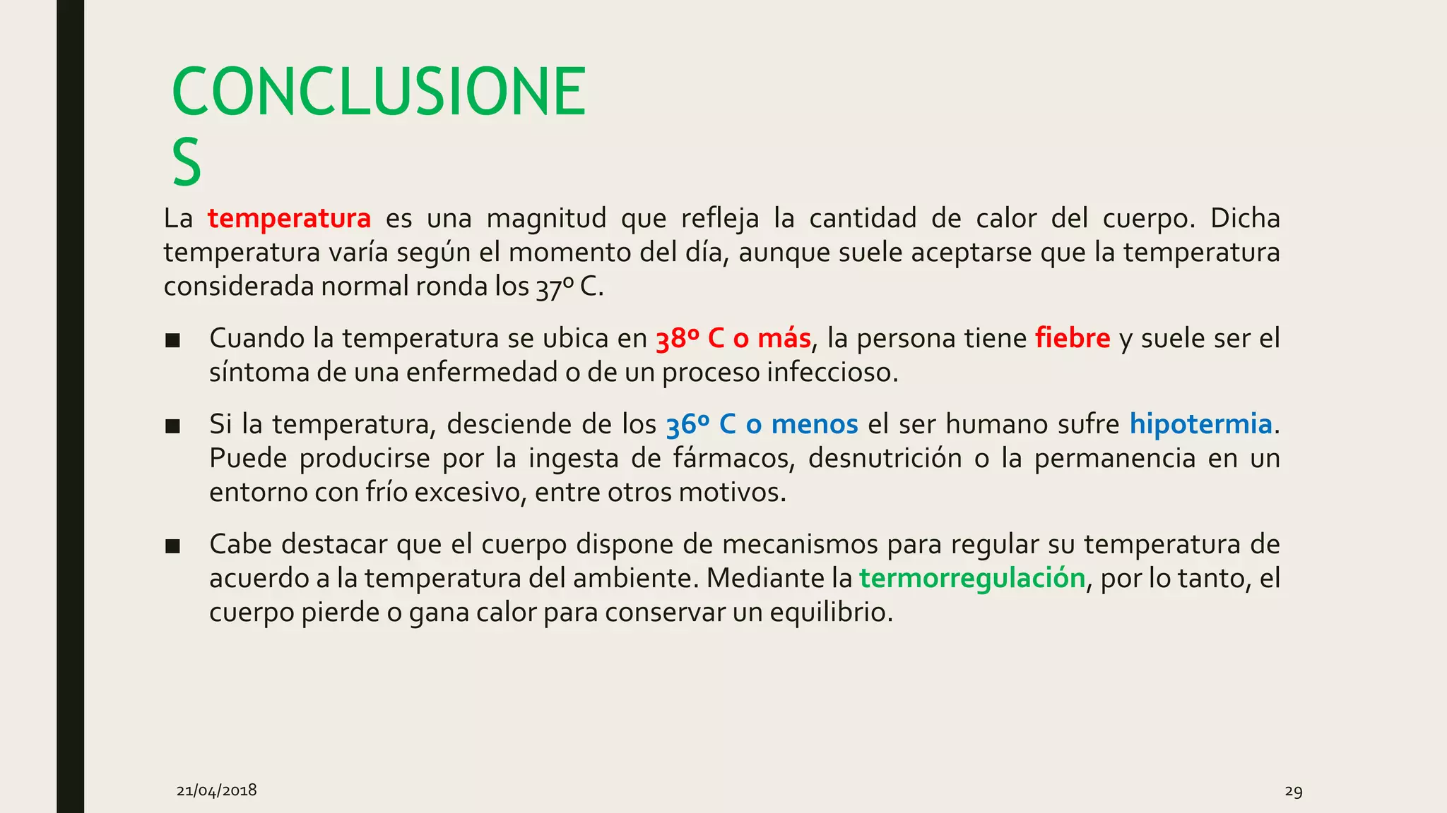 Temperatura Corporal: Termorregulación | PPTX
