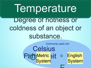 Temperature | Convertion of Celsius to Fahrenheit and vice versa | PPTX