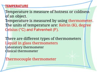 TEMPERATURE note for O level and IGCSE Students | PPTX