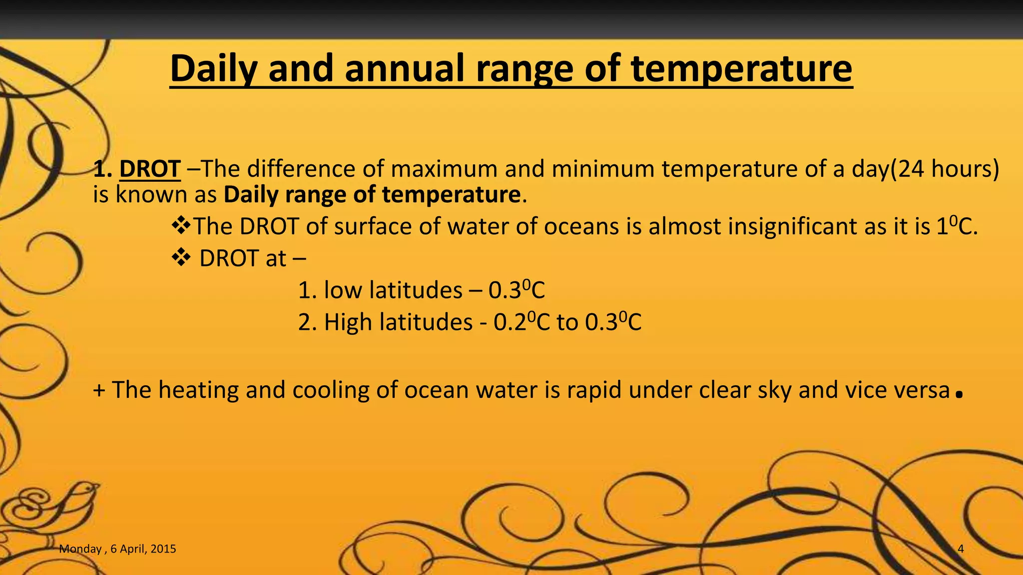 Temperature and its vertical distribution in ocean water | PPTX