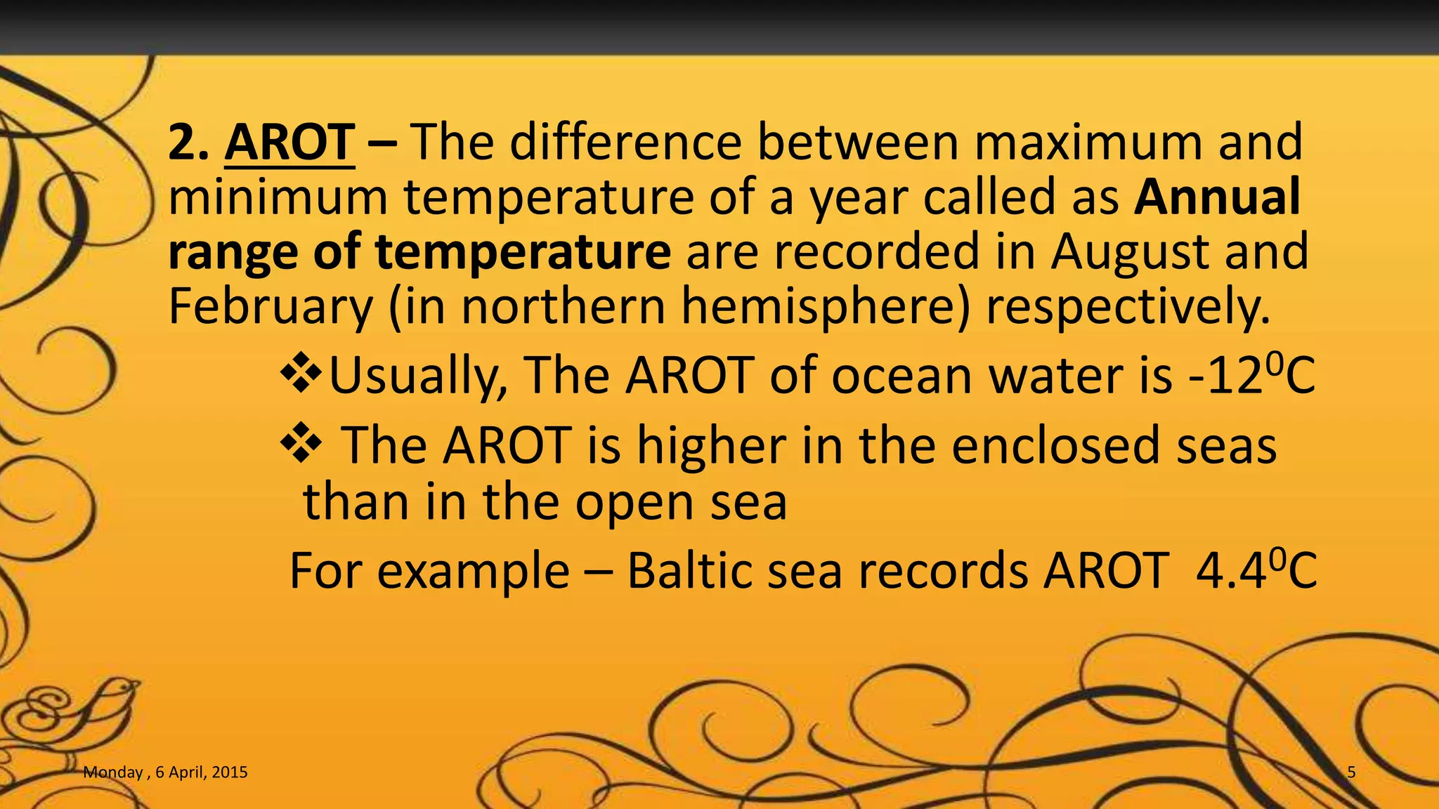 Temperature and its vertical distribution in ocean water | PPTX