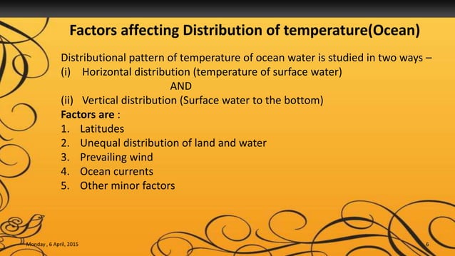 Temperature and its vertical distribution in ocean water | PPTX