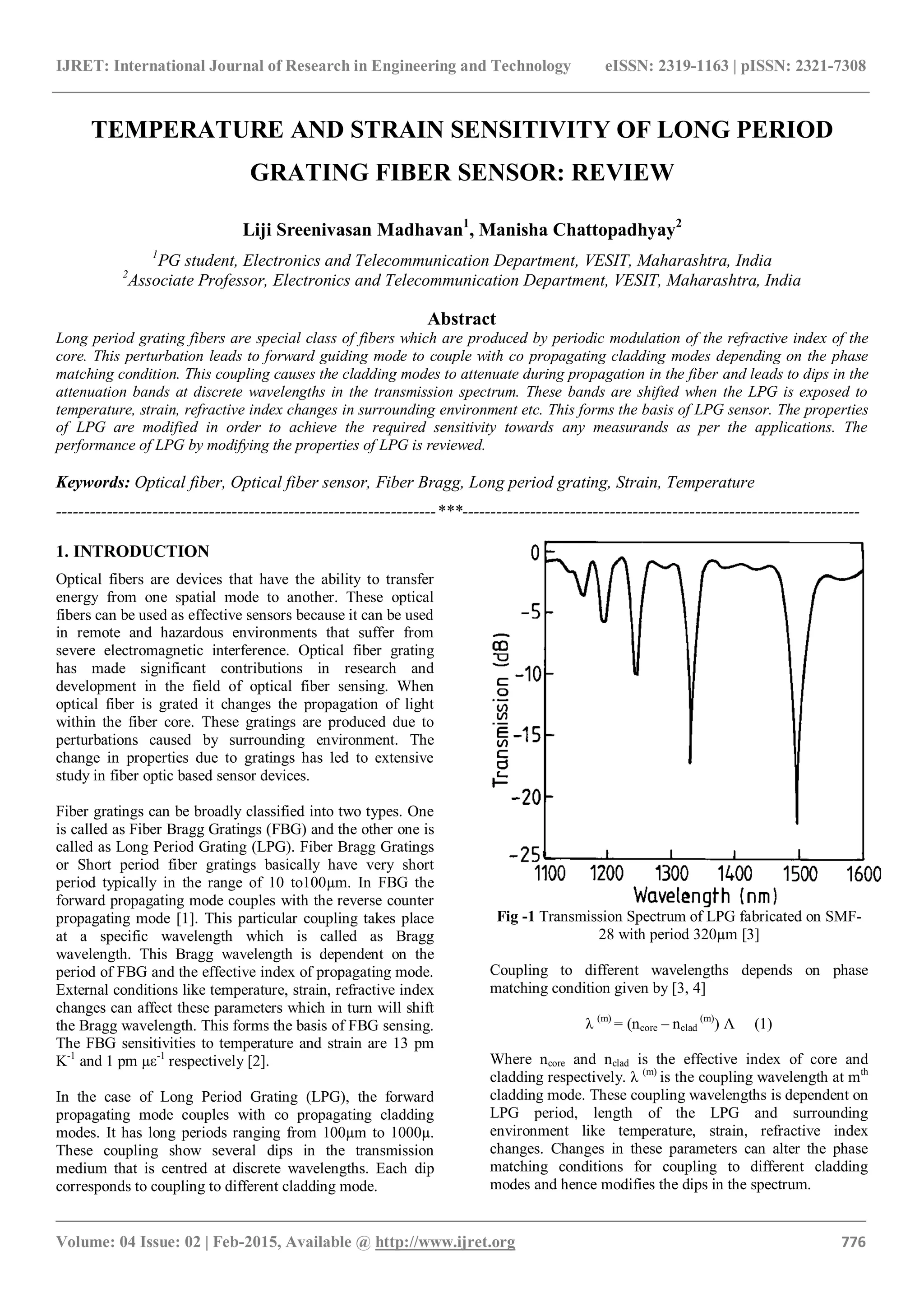 Temperature and strain sensitivity of long period grating fiber sensor review | PDF