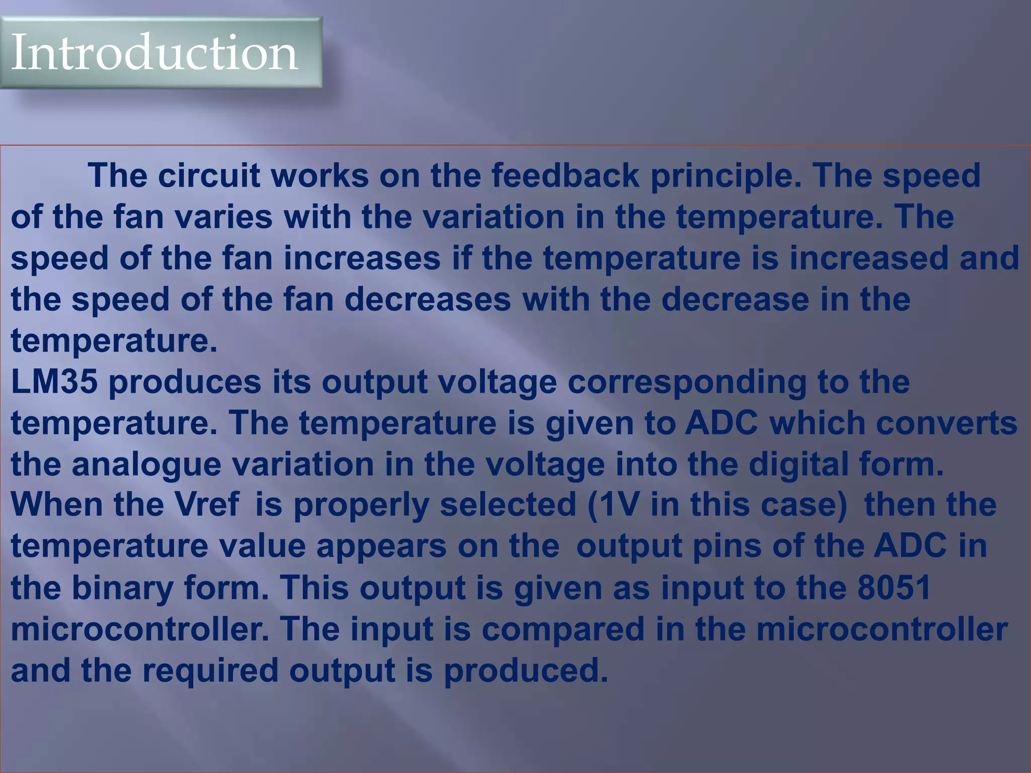 Temperature Based Speed Control Of Fan Pptx Home Appliances Home