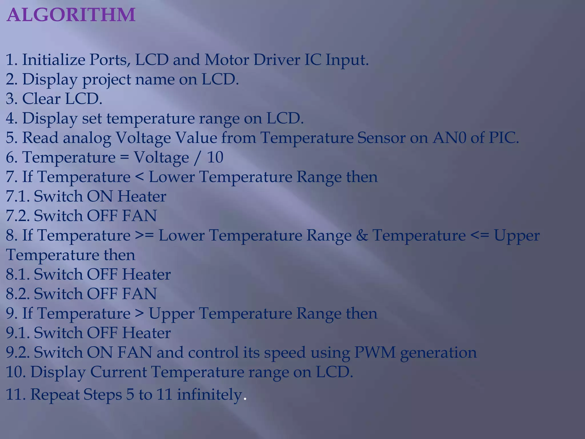 Temperature based speed control of fan | PPTX