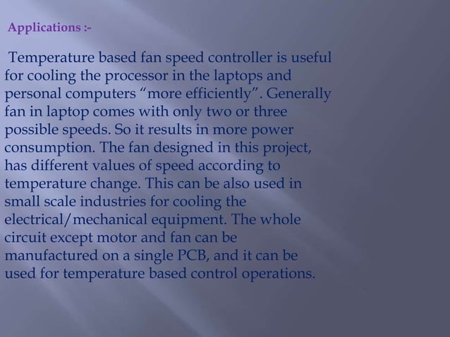 Temperature based speed control of fan | PPTX | Home Appliances | Home ...