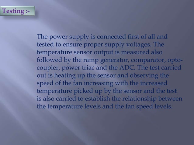 Temperature based speed control of fan | PPTX | Home Appliances | Home ...