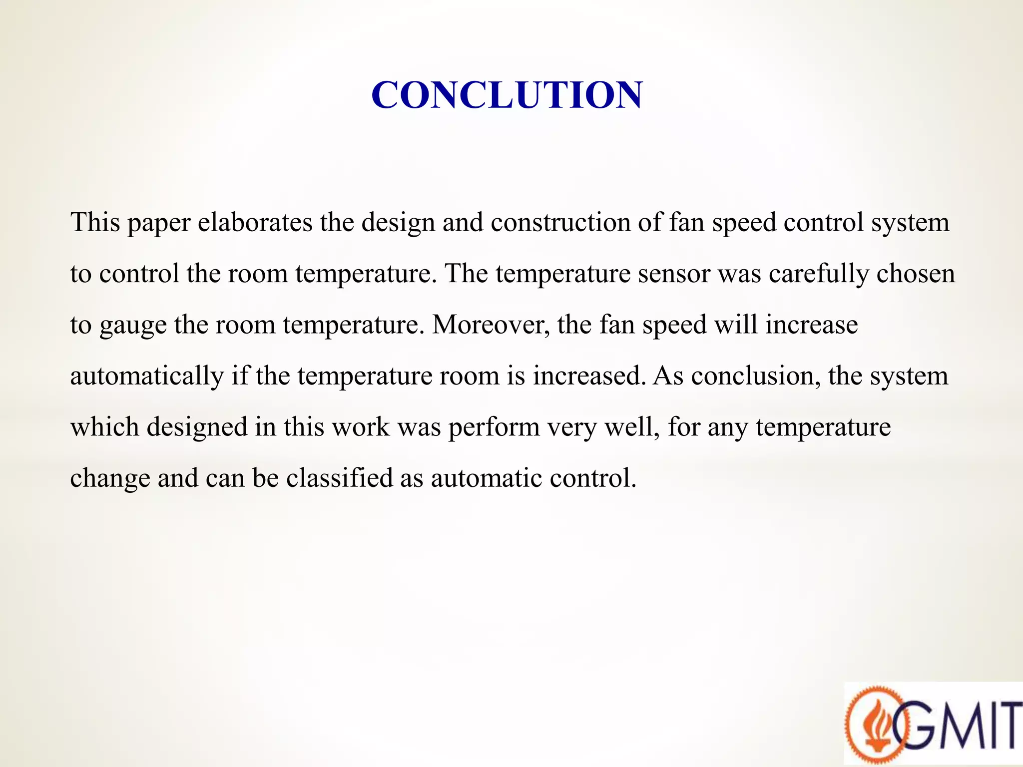 Temperature based fan speed control & monitoring using | PPTX