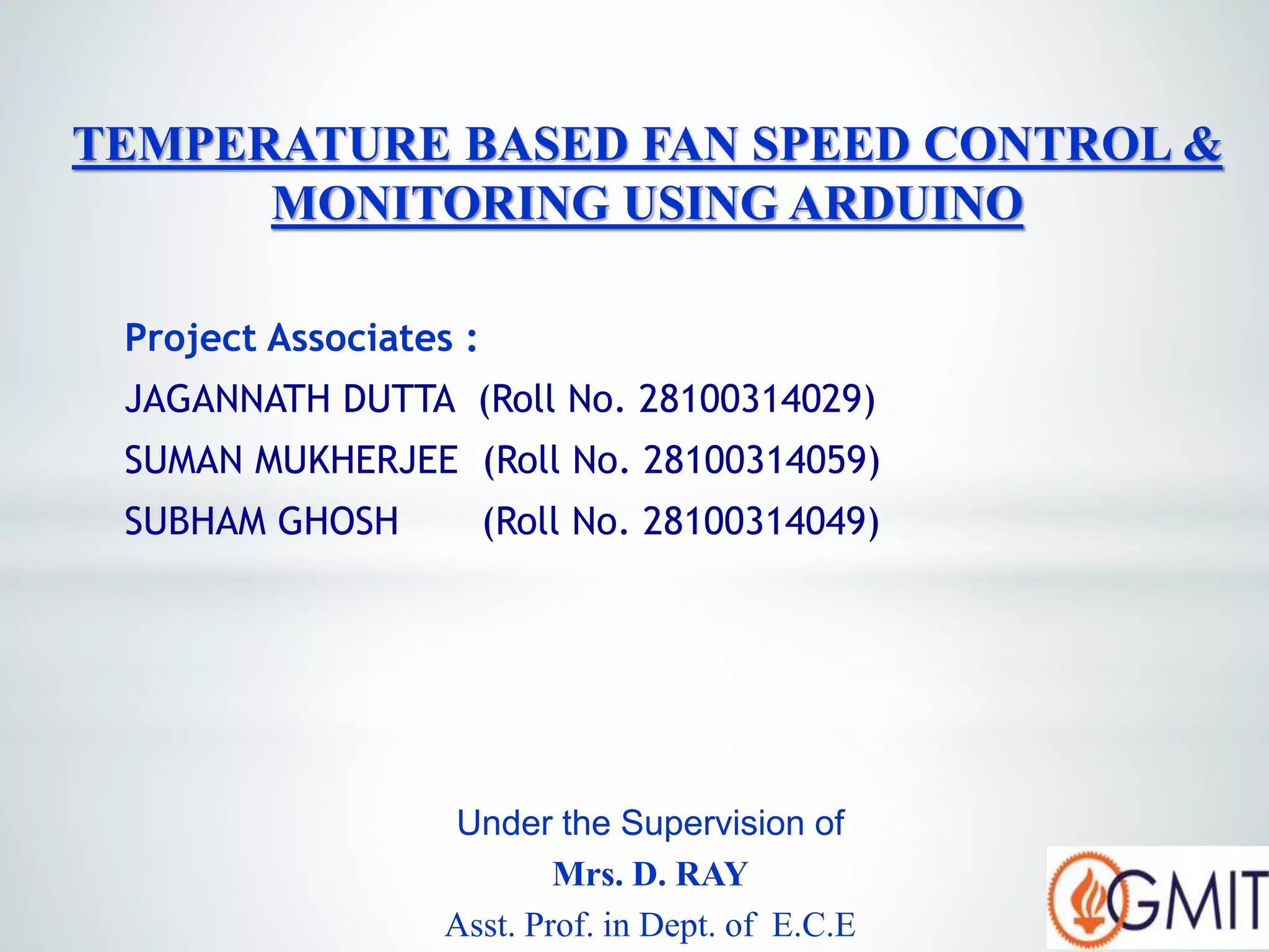 Temperature based fan speed control & monitoring using | PPTX