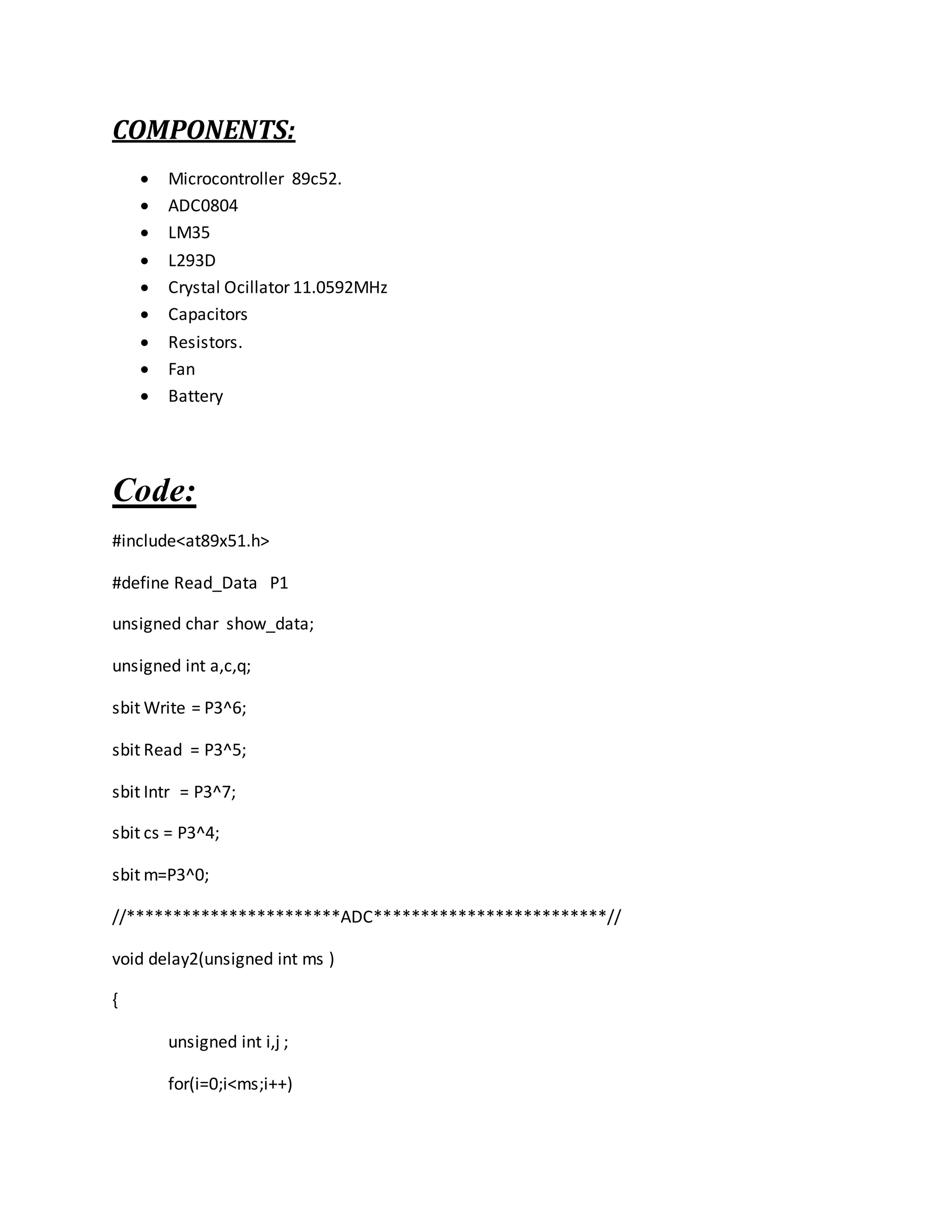 Temperature Control Fan Using 8051 Microcontroller | DOCX