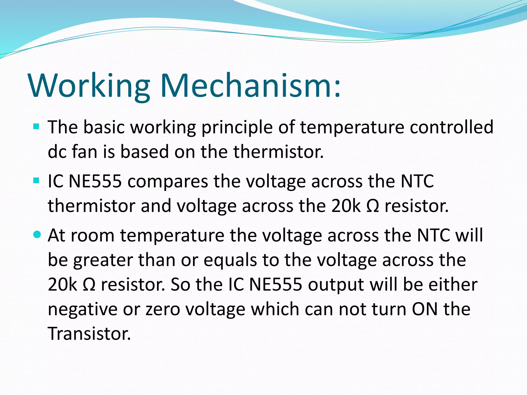 Temperature controlled dc fan | PPTX