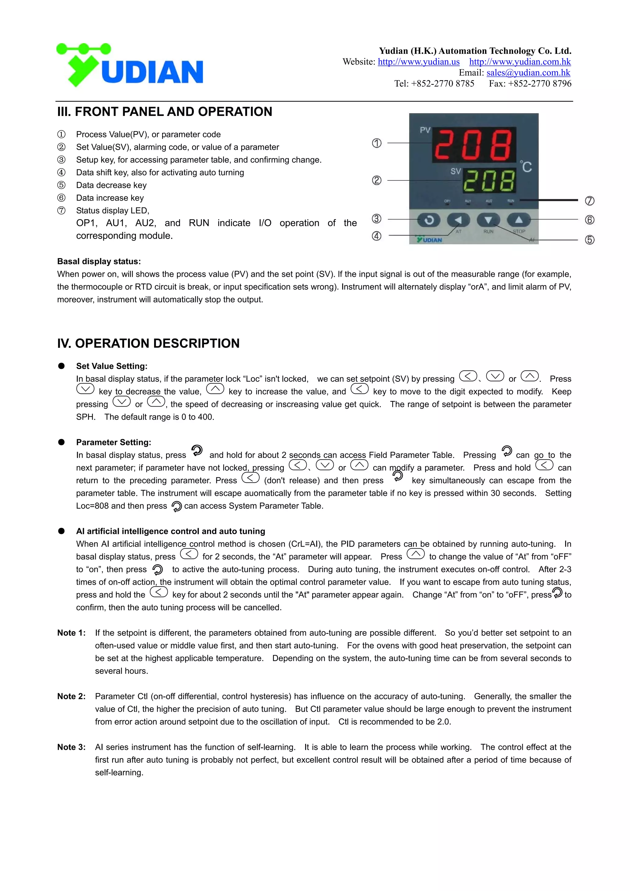 Temperature controllerai208v76 | PDF