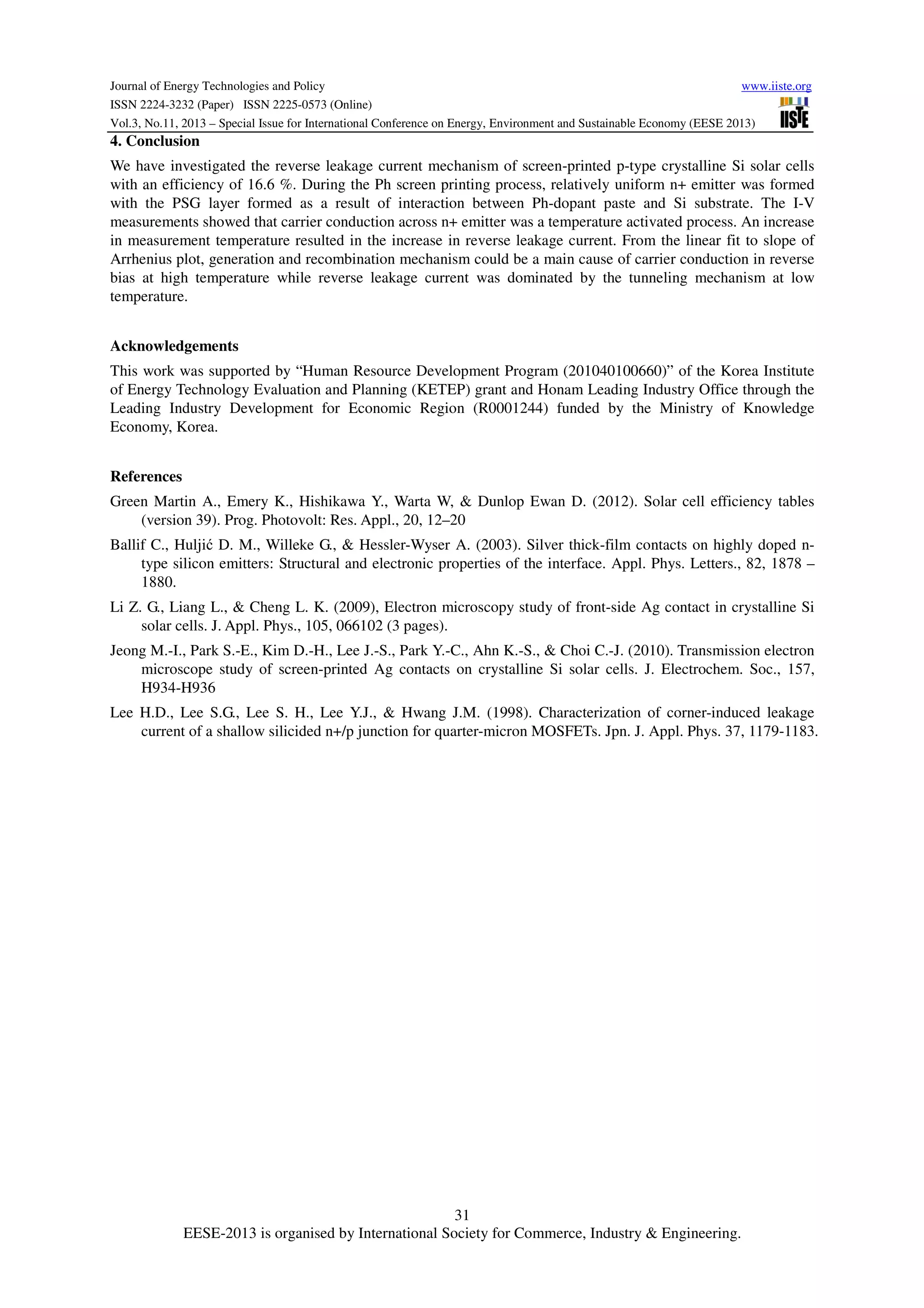 Temperature dependent current voltage characteristics of p-type ...