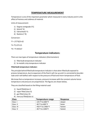 Temperature measurement | PDF | Chemistry | Science