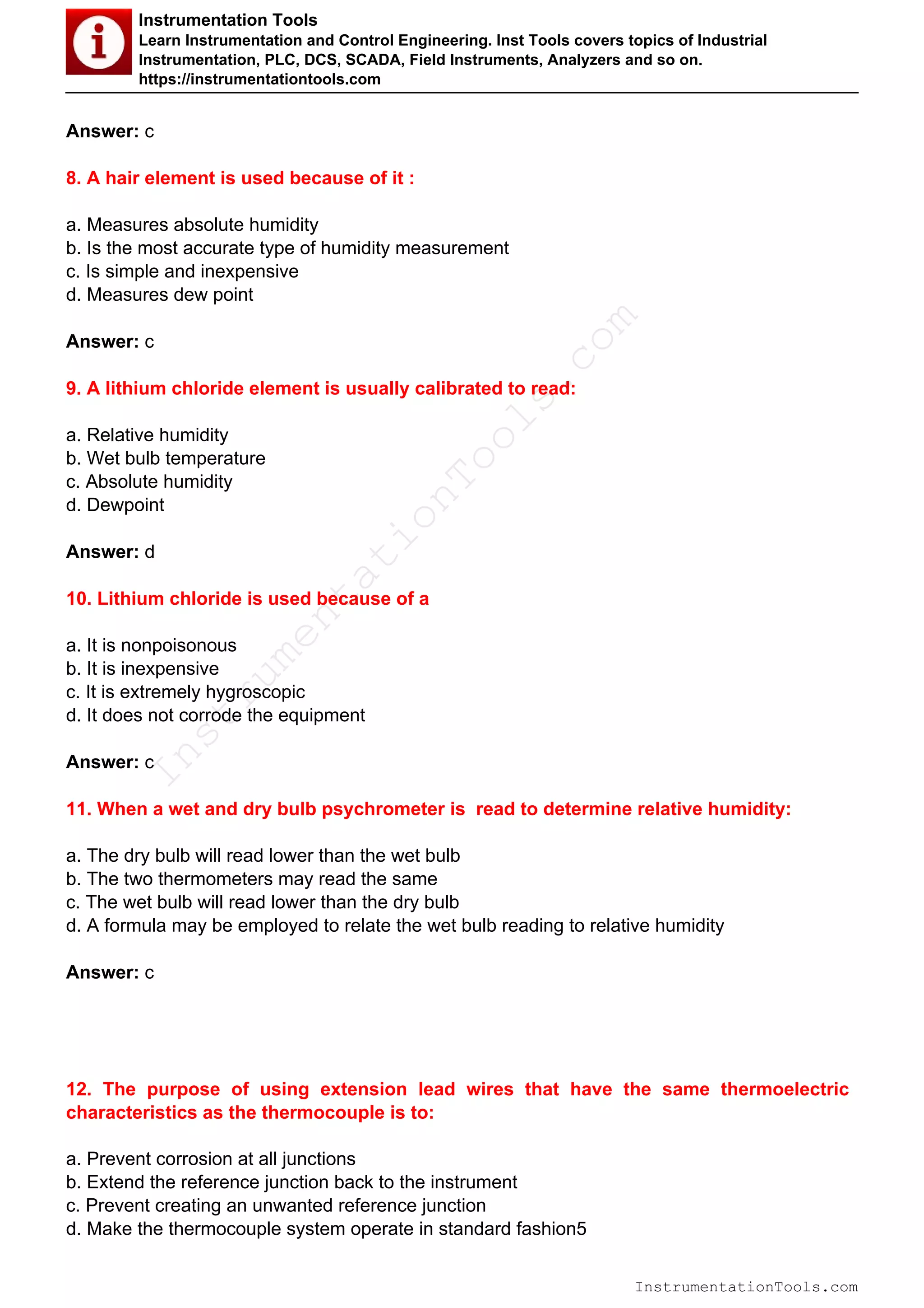Temperature measurement MCQ | PDF