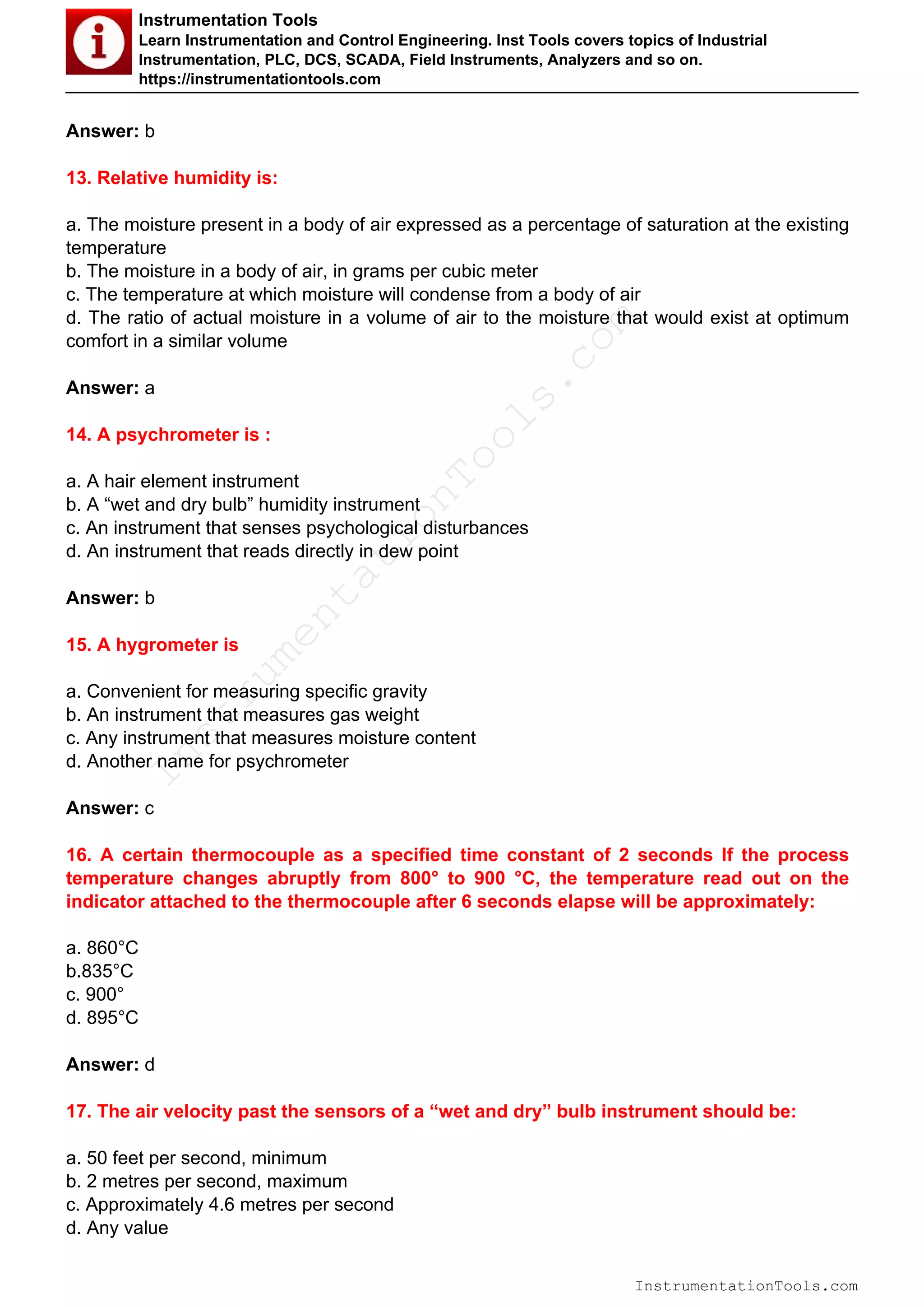 Temperature measurement MCQ | PDF