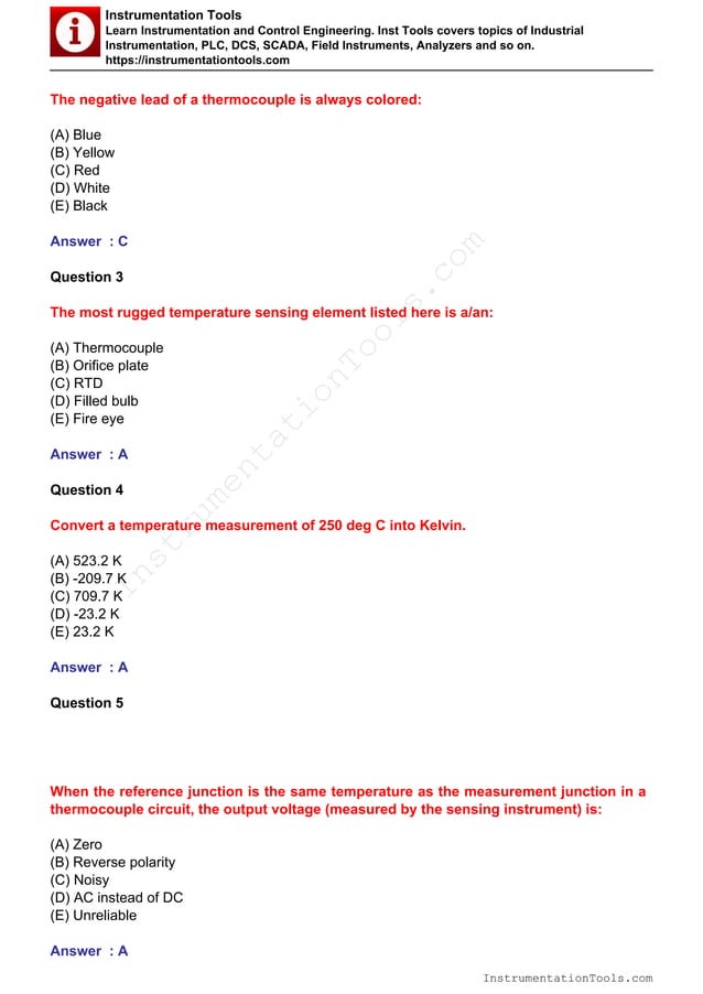 Temperature measurement Questions | PDF