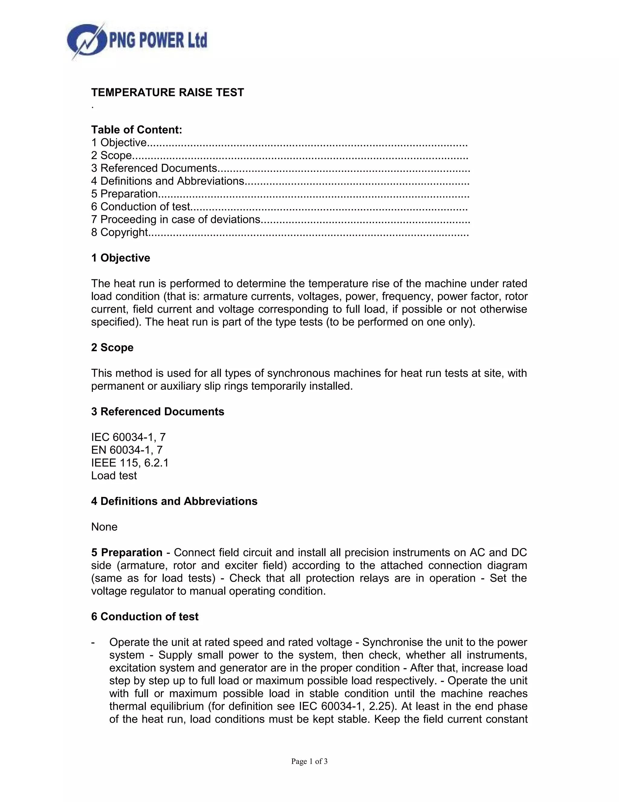 Temperature rise test | DOC