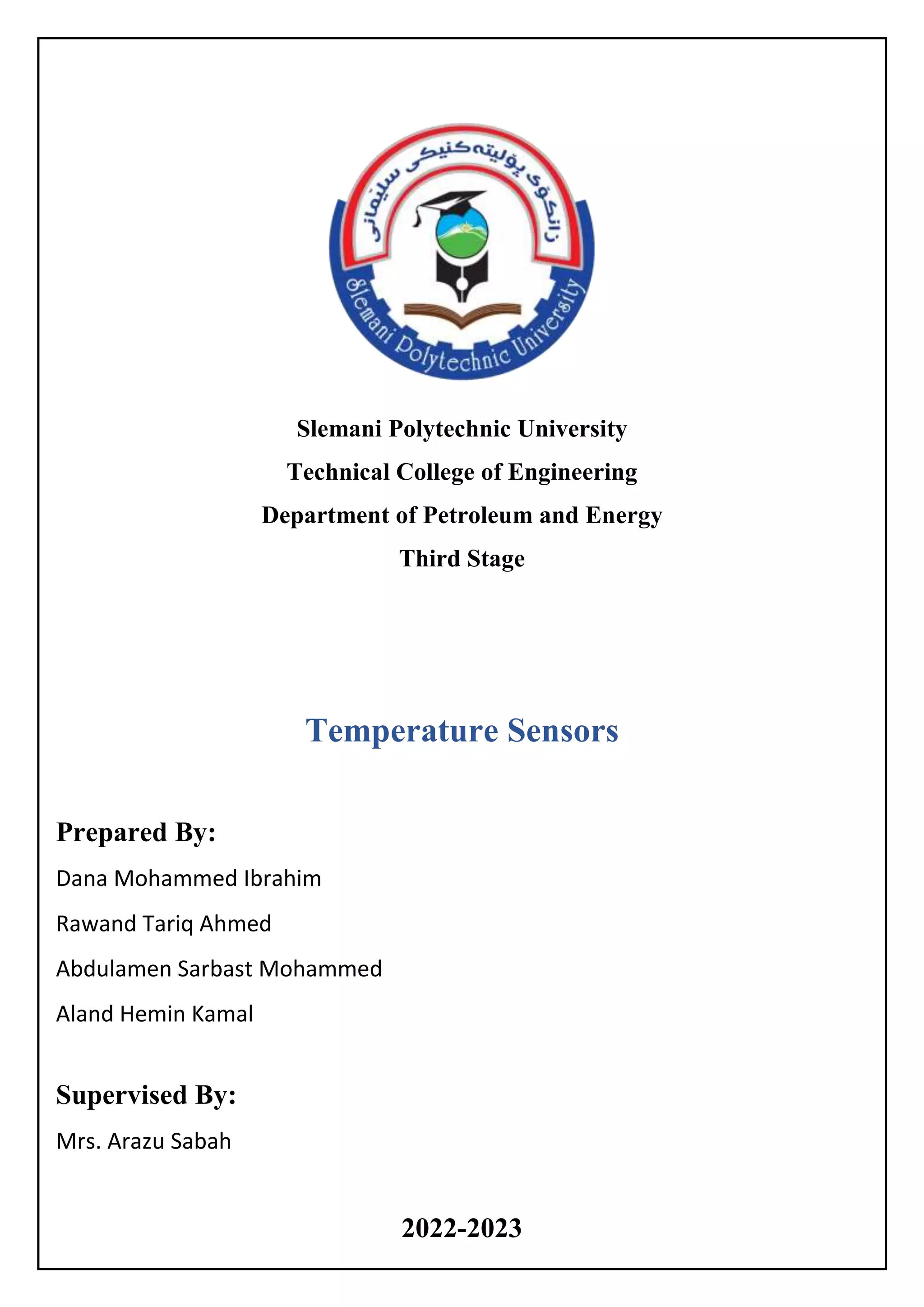 Temperature Sensors | PDF