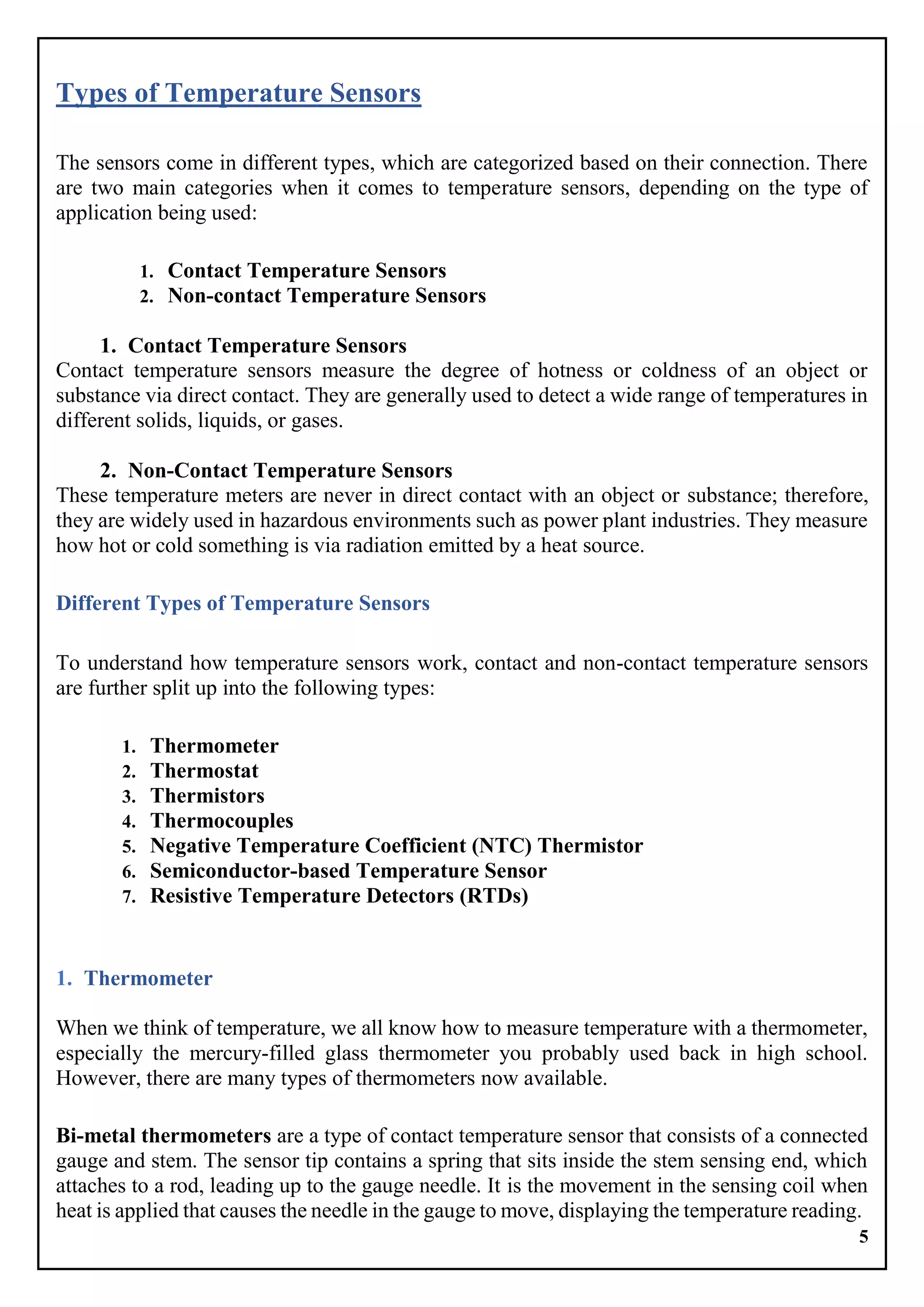 Temperature Sensors | PDF