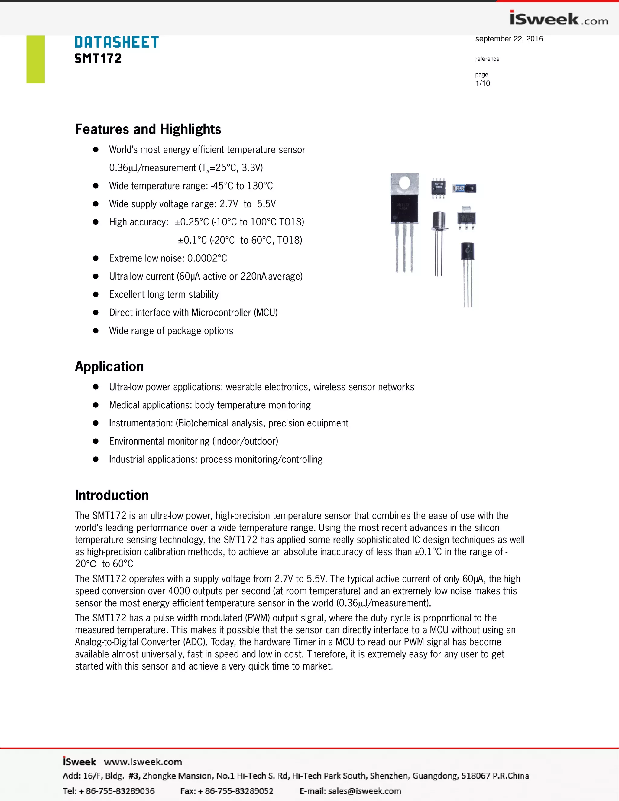Temperature sensor smt172 | PDF