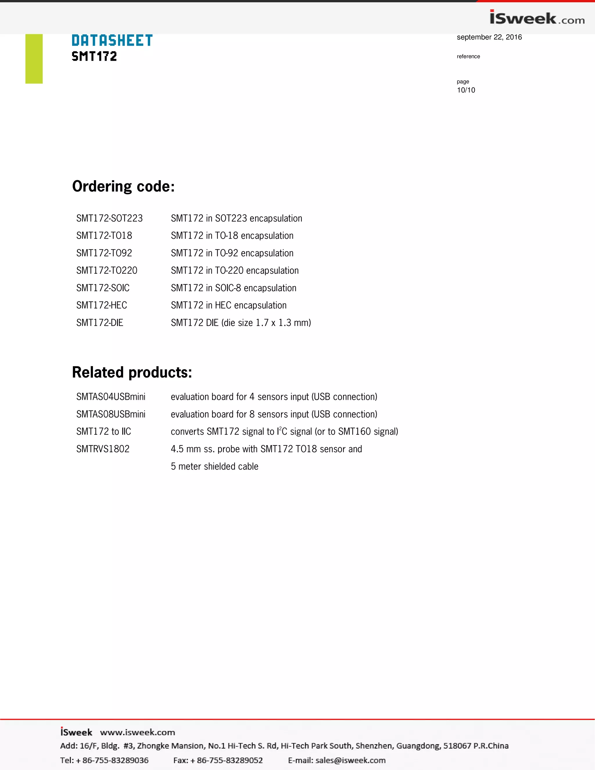 Temperature sensor smt172 | PDF