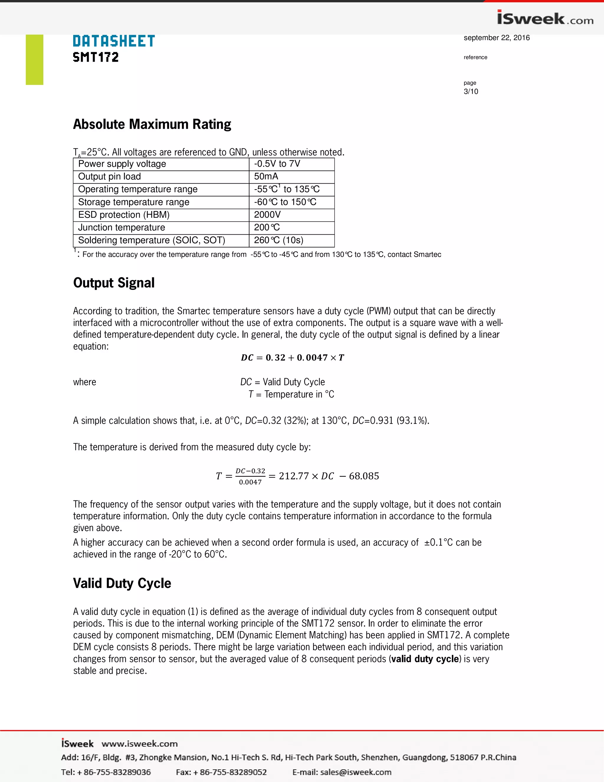 Temperature sensor smt172 | PDF