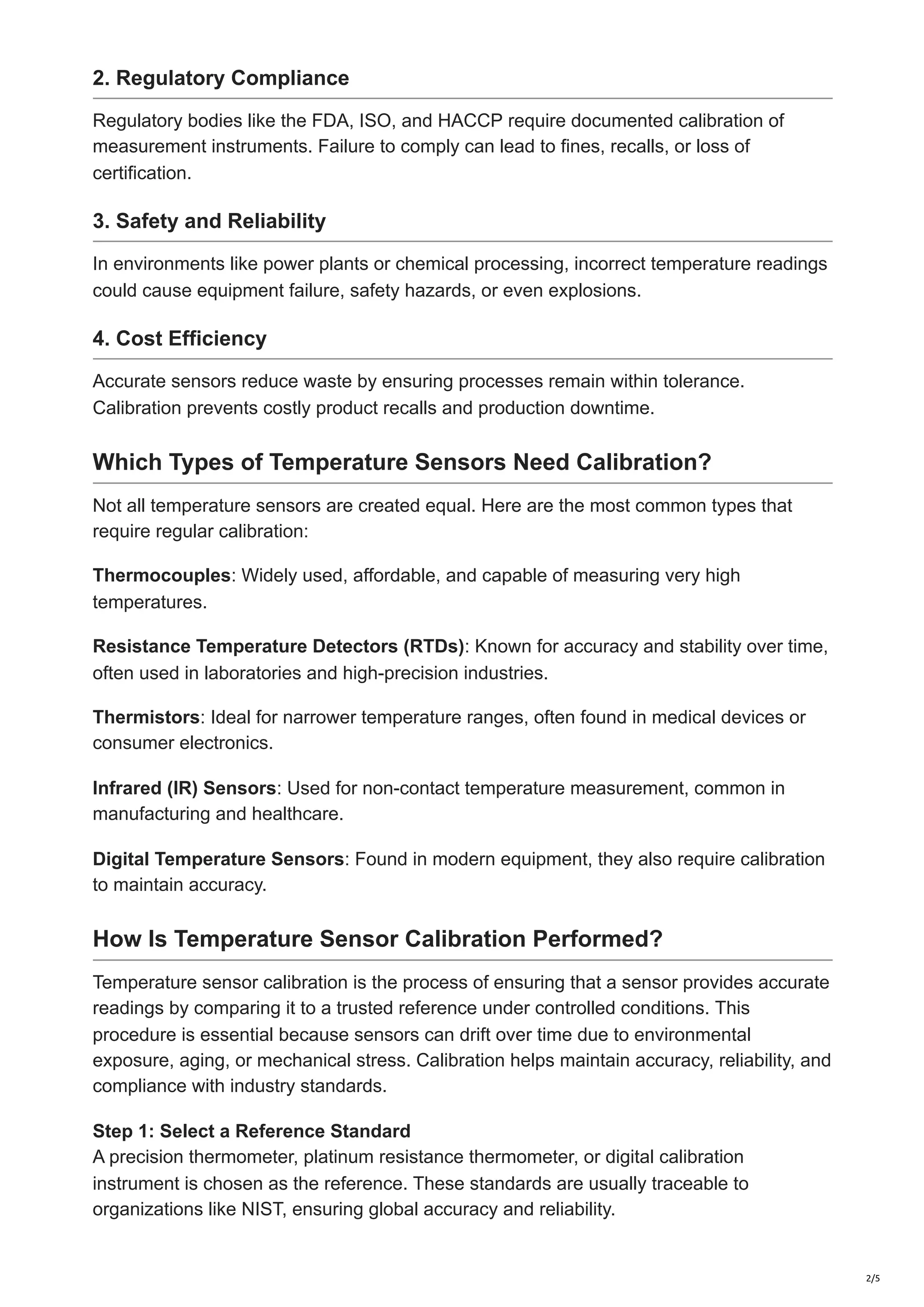 Temperature Sensor Calibration All You Need to Know | PDF