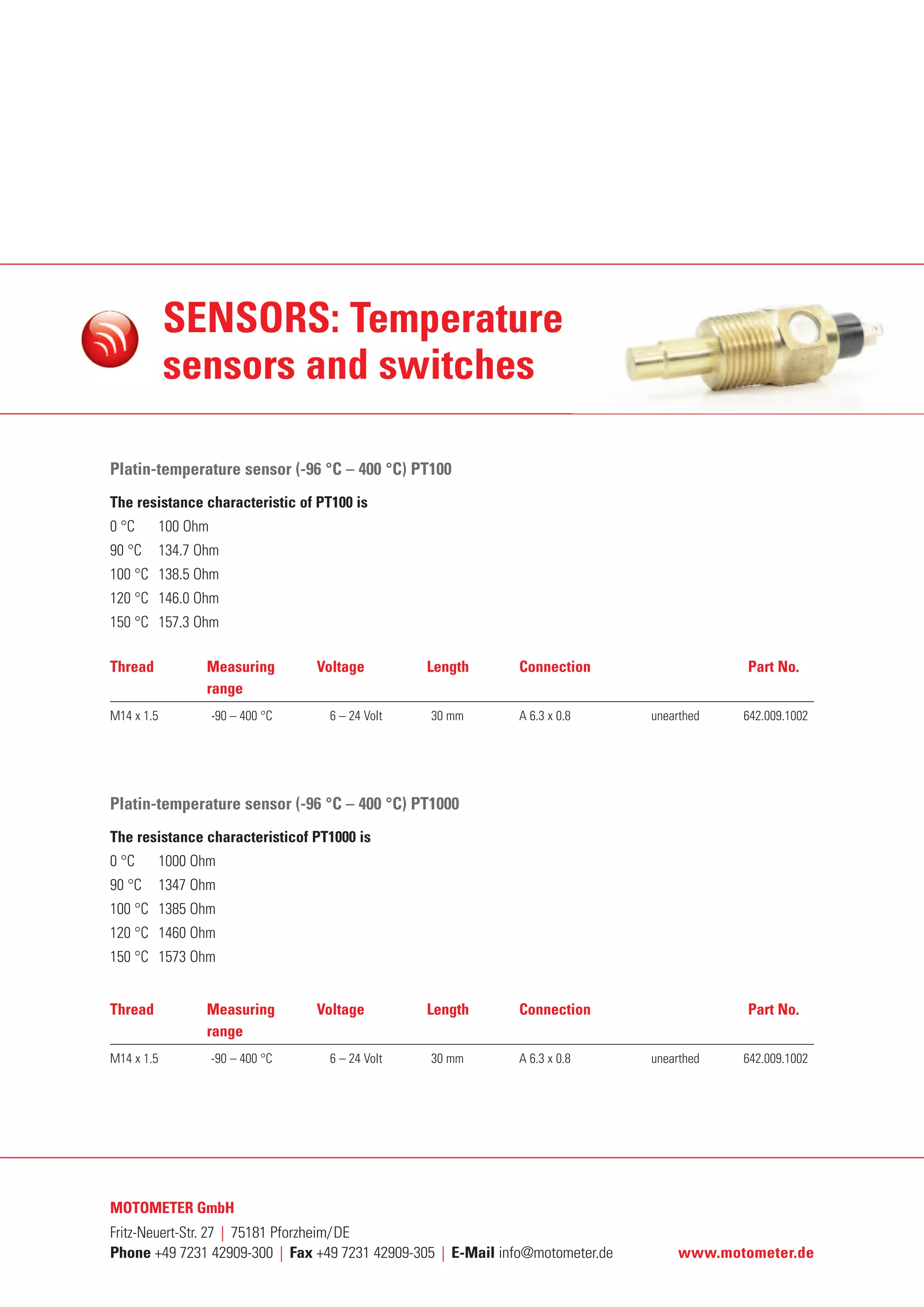Automotive Temperature Sensors and Switches | PDF