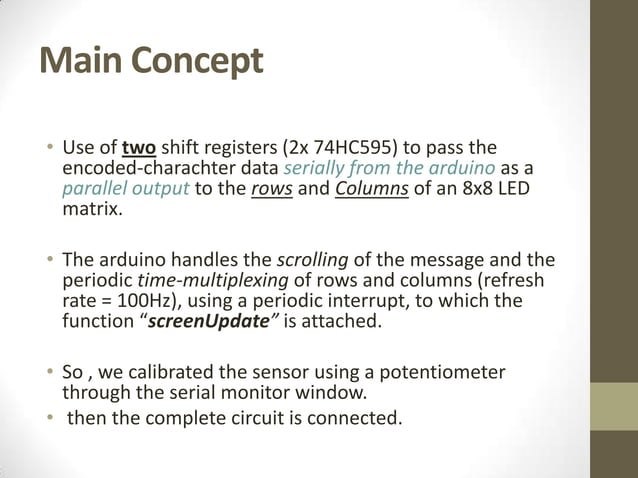 Temperature Sensor With A Led Matrix Display Arduino Controlled Ppt